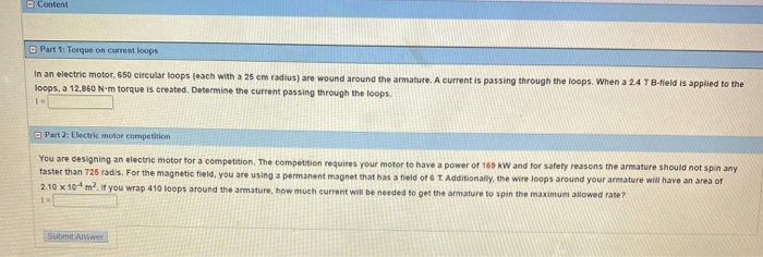 Solved Content Part 1: Torque on current loops In an | Chegg.com
