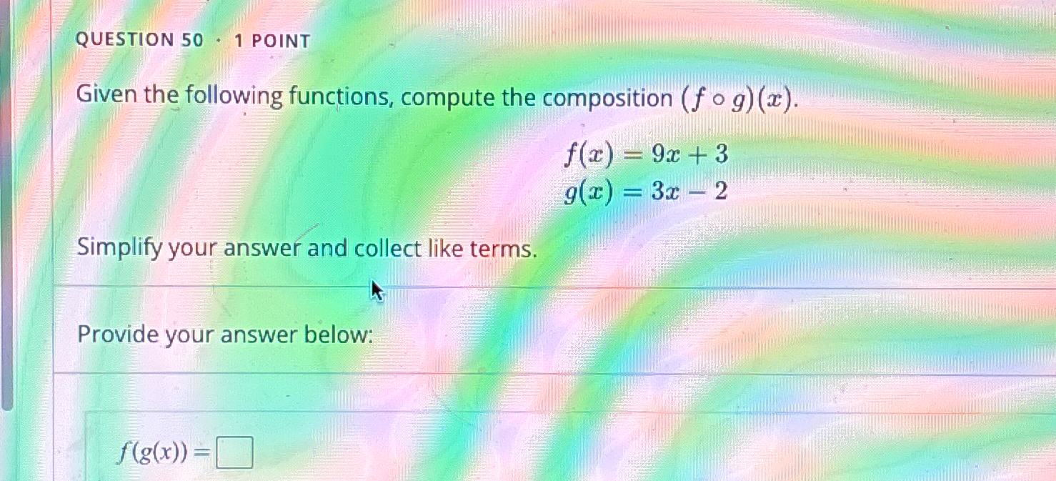 Solved QUESTION 50 - 1 ﻿POINTGiven the following functions, | Chegg.com