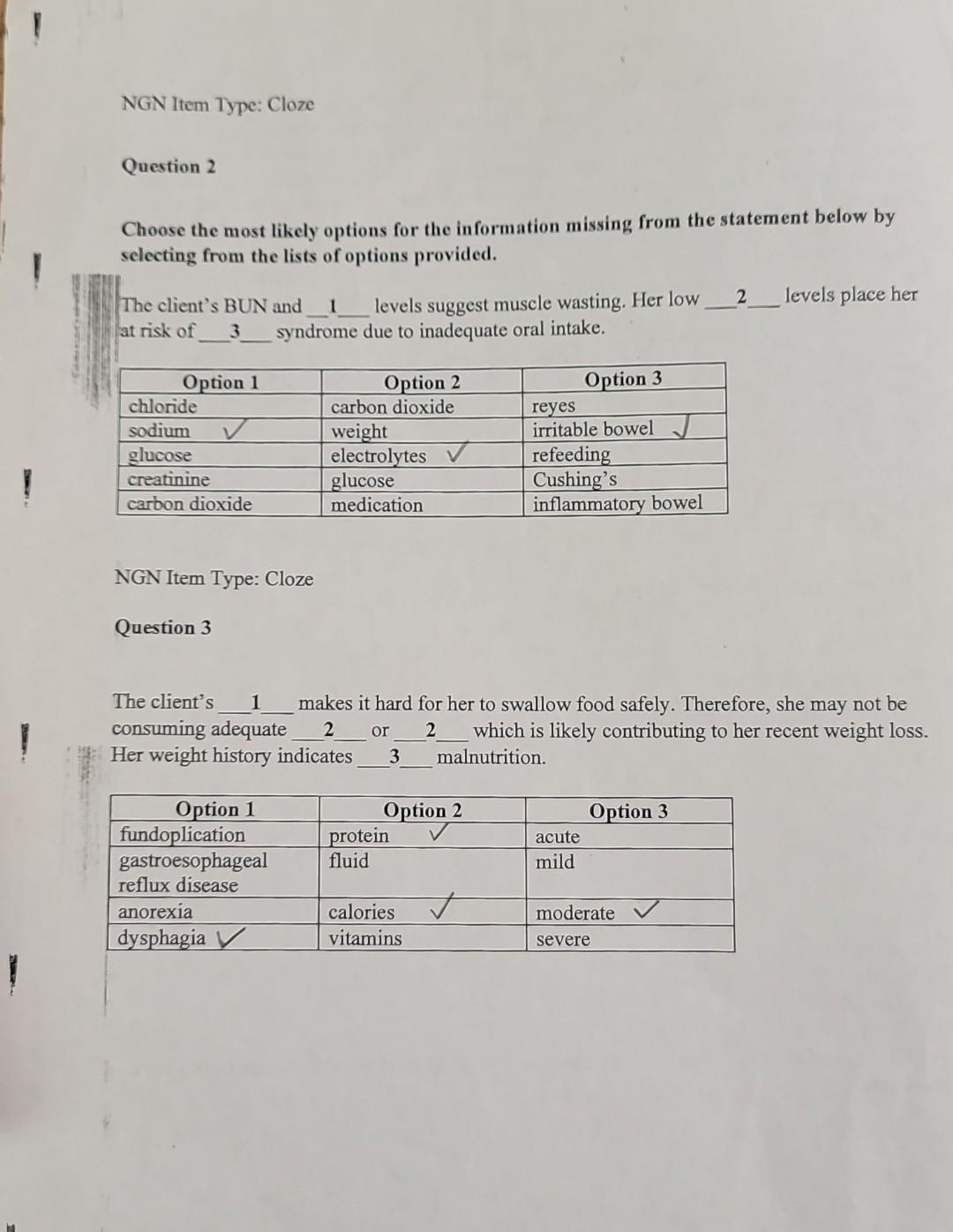 Solved Use an X to indicate whether the nursing action | Chegg.com