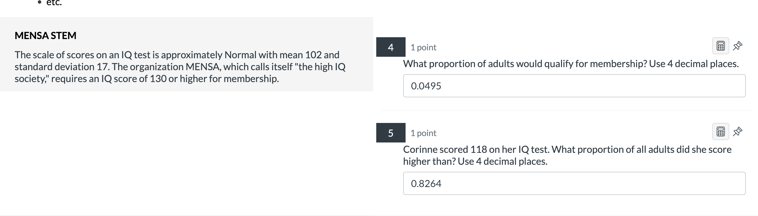 Solved MENSA STEMThe scale of scores on an IQ test is | Chegg.com