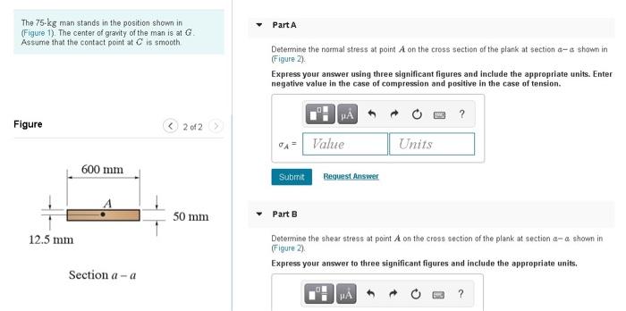 Solved Part A The 75-kg man stands in the position shown in | Chegg.com