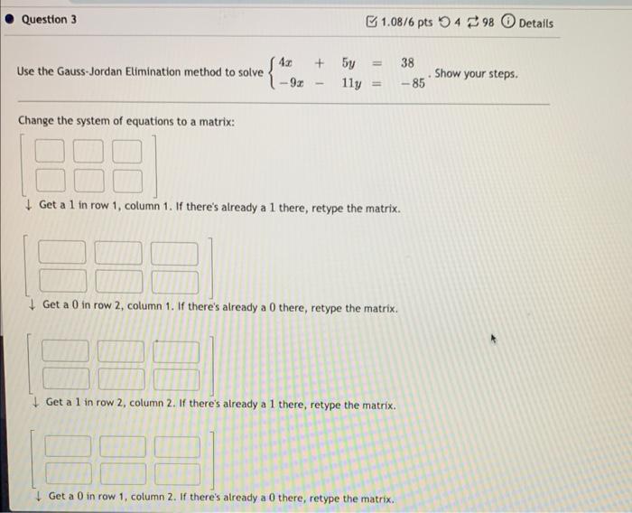 Solved Use the Gauss-Jordan Elimination method to solve | Chegg.com