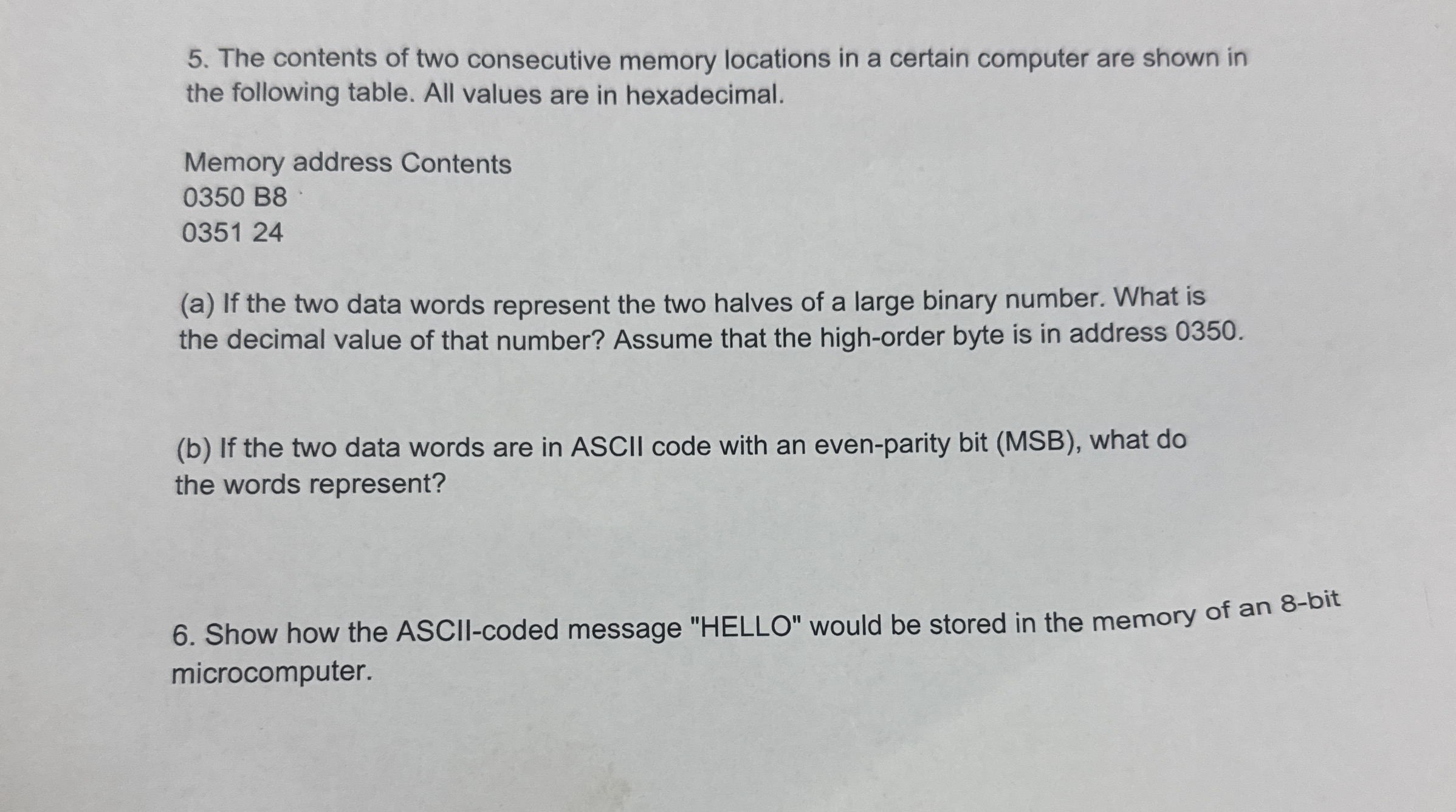 Solved The contents of two consecutive memory locations in a | Chegg.com