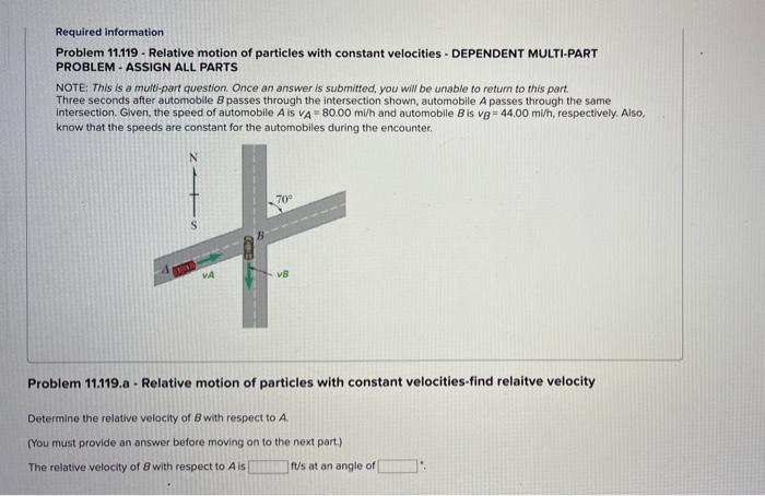 Solved Required information Problem 11.119 - Relative motion | Chegg.com