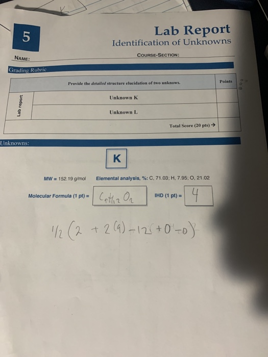 5 Lab Report Identification of Unknowns NAME: | Chegg.com