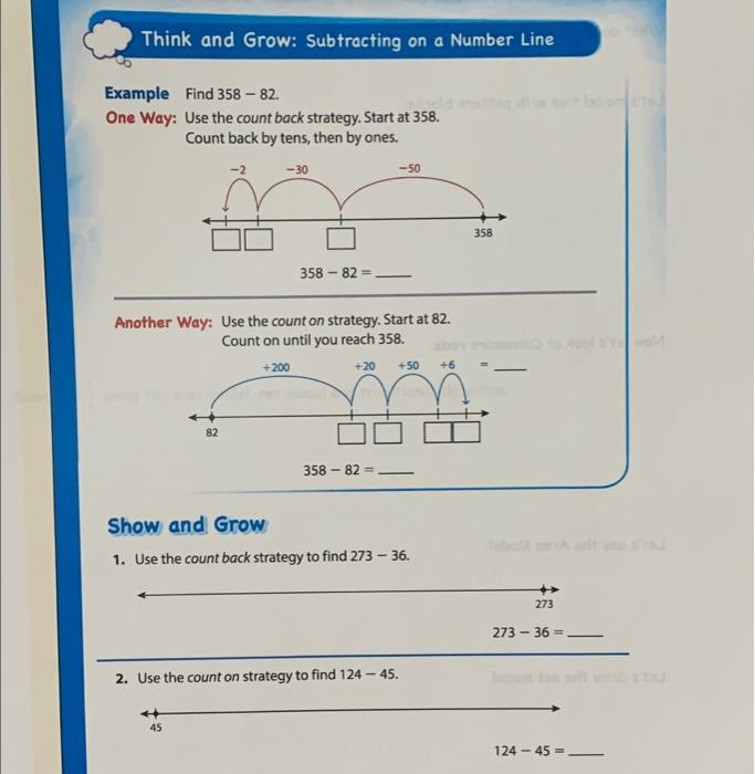 Solved Think and Grow: Subtracting on a Number Line Example | Chegg.com