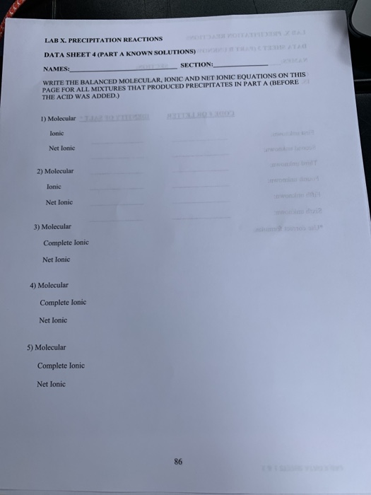 LAB X DATA SHEETS 1 & 2 SOLUTION Naci Naci No solid | Chegg.com