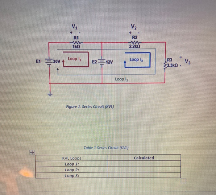 Solved V2 V. + R1 W 1k0 R2 2.2ko + Loop 13 E1 300 E2 & 12V | Chegg.com