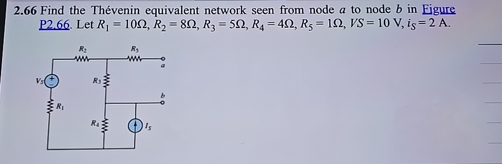 Solved 2.66 ﻿Find the Thévenin equivalent network seen from | Chegg.com