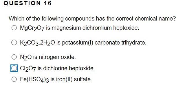 Solved Which of the following compounds has the correct | Chegg.com
