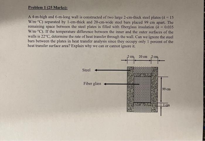 A 4-m-high and 6-m-long wall is constructed of two | Chegg.com