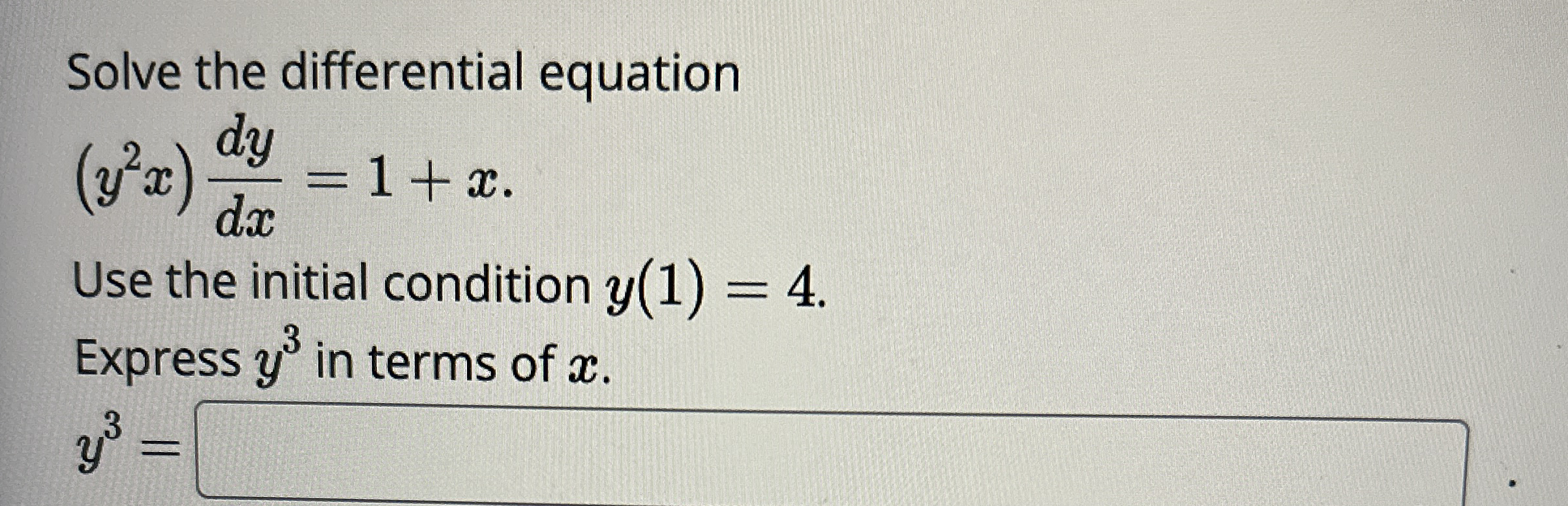 Solved Solve the differential equation(y2x)dydx=1+xUse the | Chegg.com