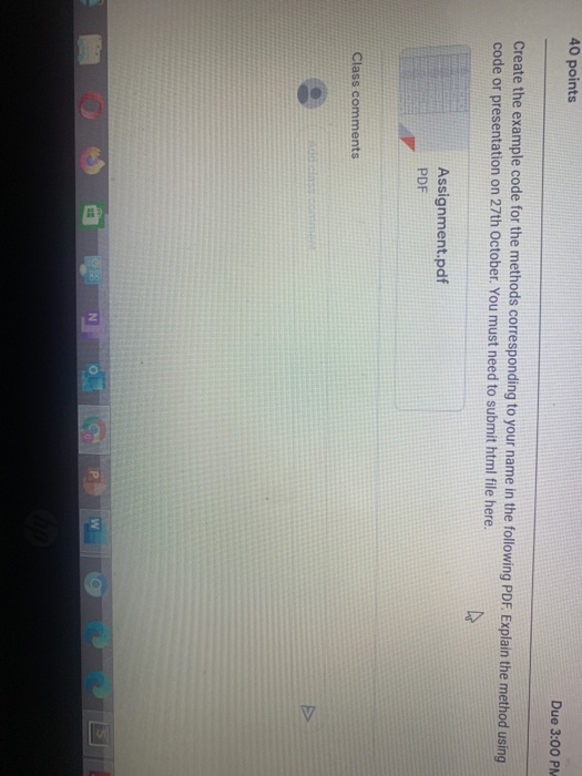 Solved 40 points Due 3:00 PM Create the example code for the | Chegg.com