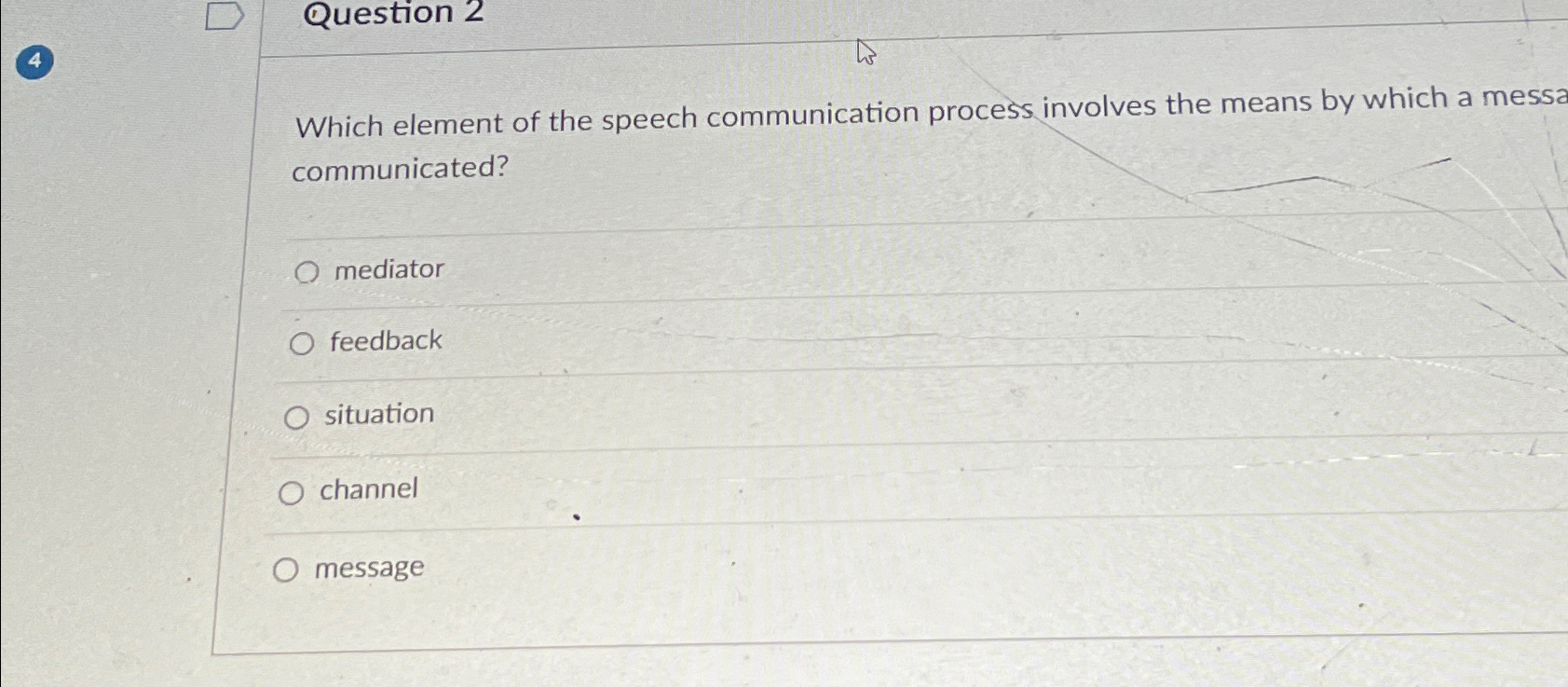Solved Question 2Which element of the speech communication | Chegg.com