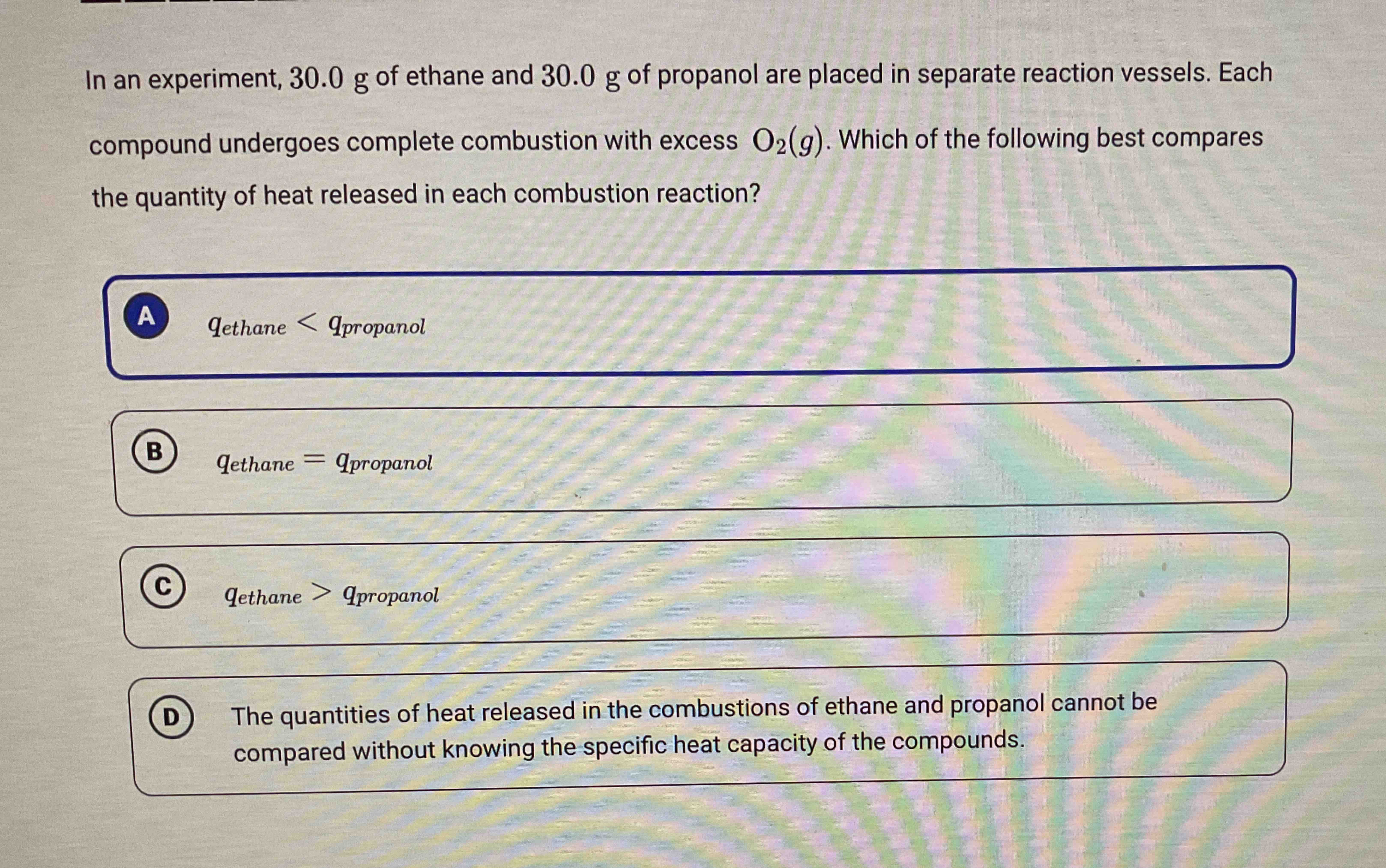 Solved In an ﻿experiment, 30.0 g of ﻿ethane and 30.0 g of | Chegg.com