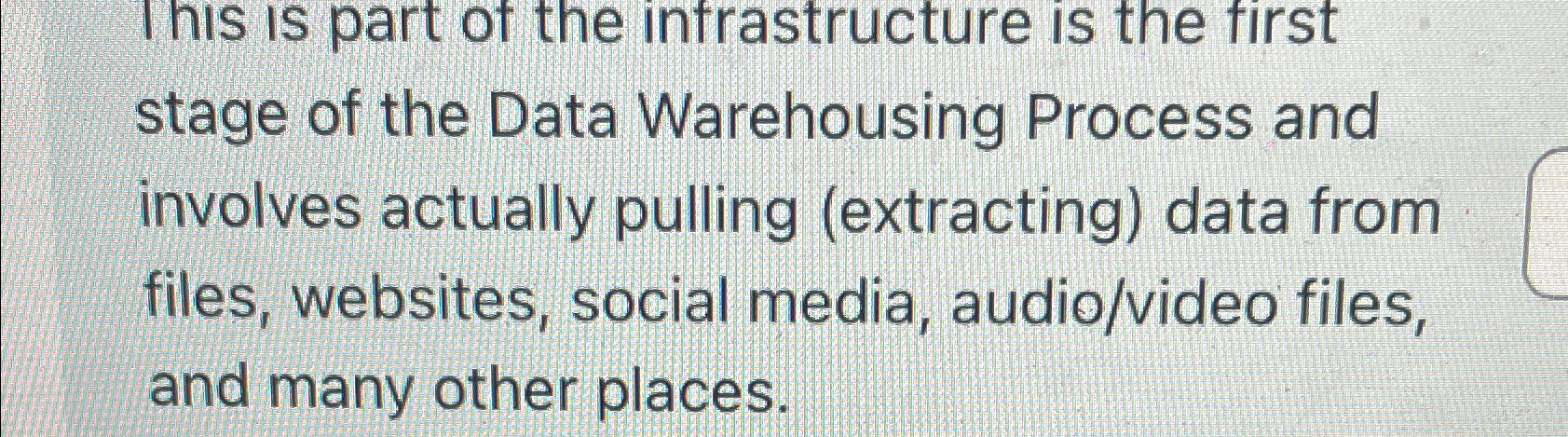 Solved This is part of the infrastructure is the first stage | Chegg.com