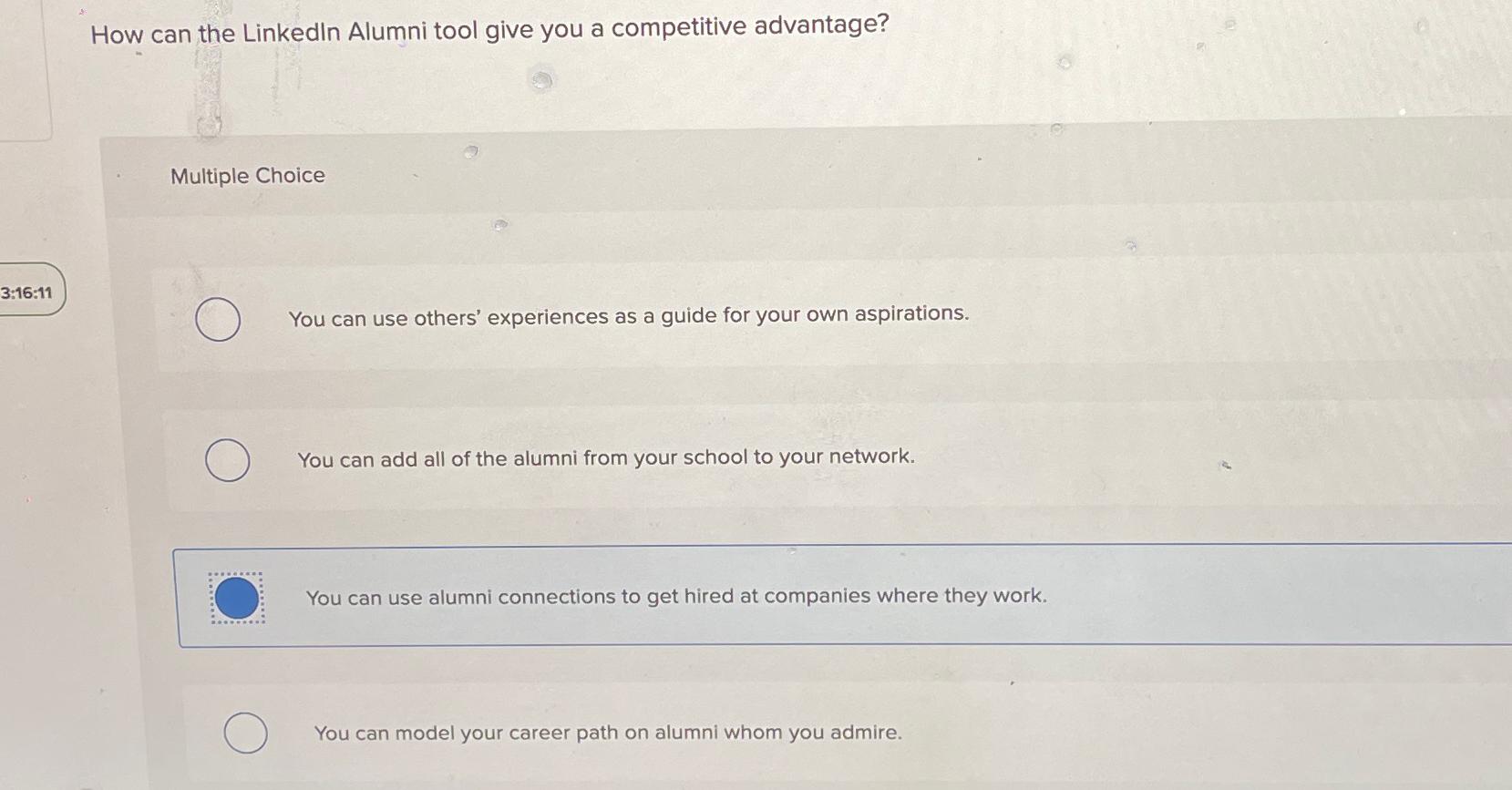 Solved How can the Linkedln Alumni tool give you a | Chegg.com