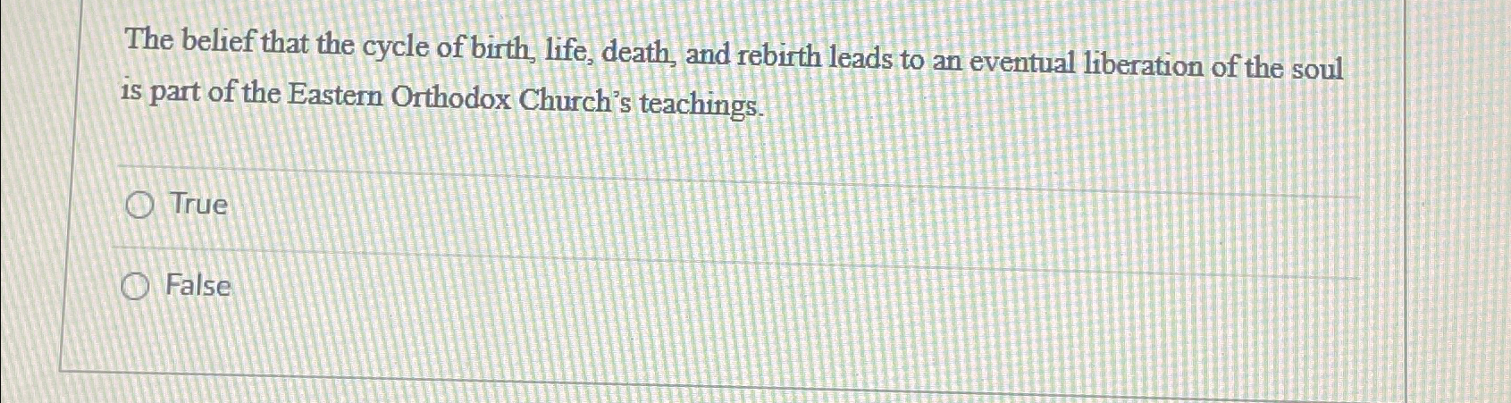 Solved The belief that the cycle of birth, life, death, and | Chegg.com