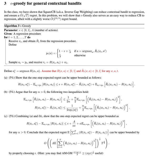 Solved ϵ-greedy for general contextual bandits | Chegg.com