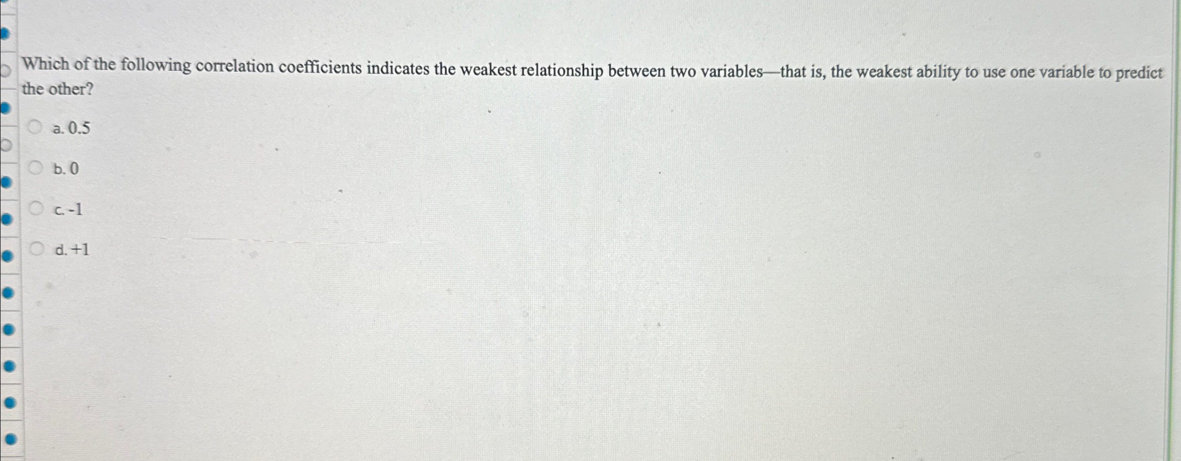 Solved Which of the following correlation coefficients | Chegg.com