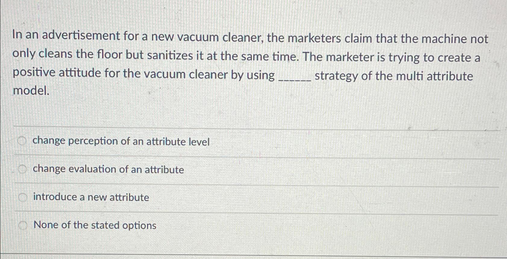 Solved In an advertisement for a new vacuum cleaner, the | Chegg.com