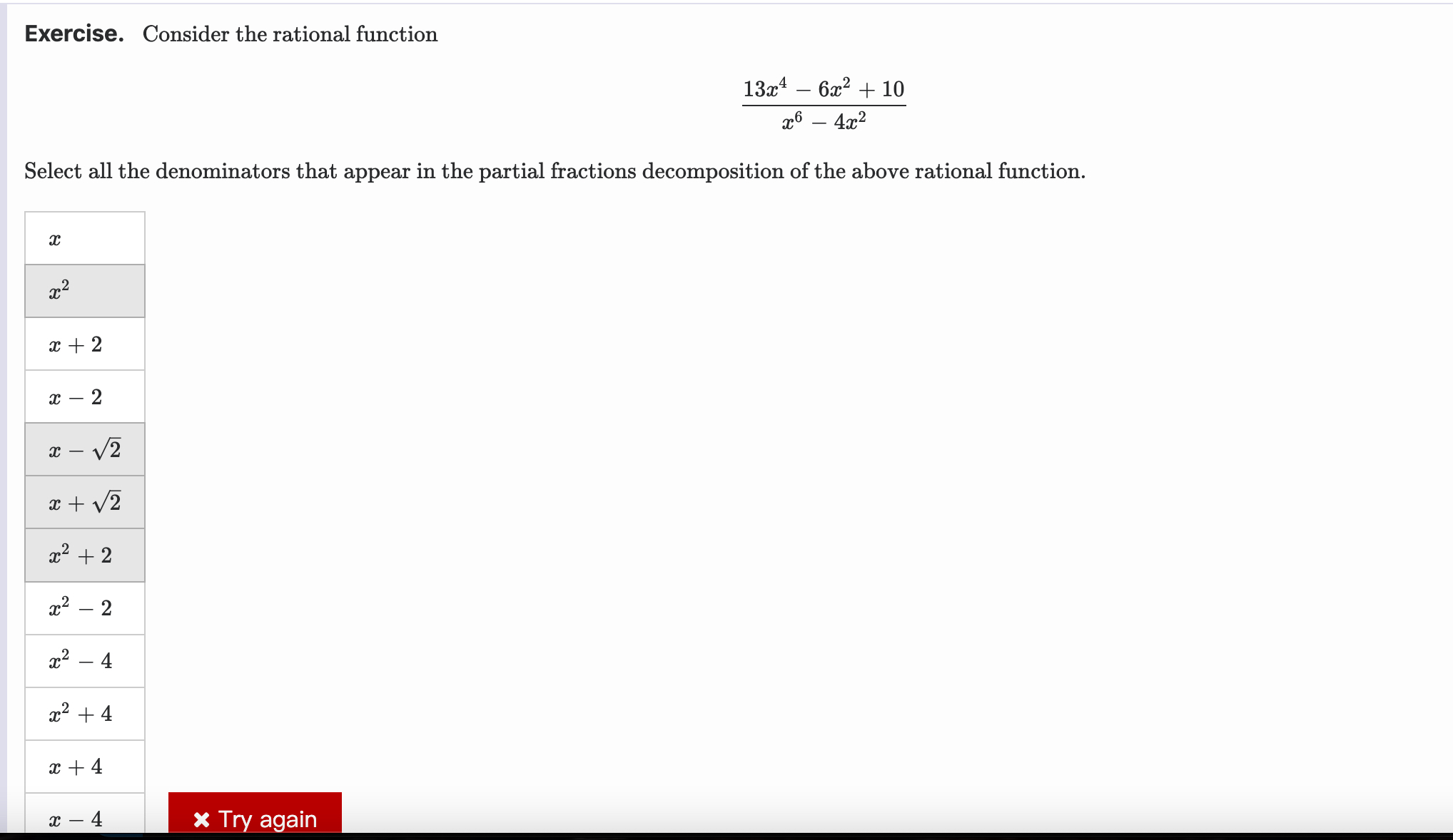 Solved Exercise. Consider the rational | Chegg.com