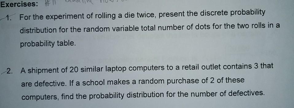 Solved Discrete Probability Distribution 1.For the | Chegg.com
