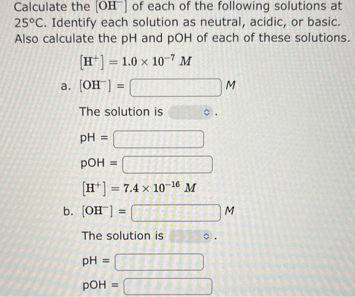Solved Calculate the [OH−]of each of the following solutions | Chegg.com