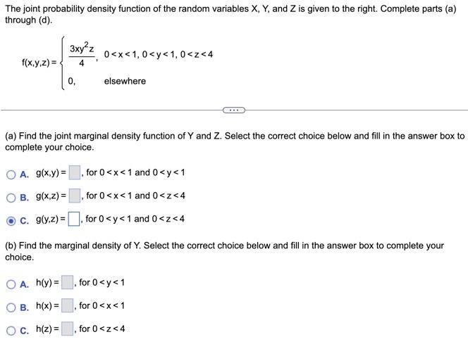 Solved The joint probability density function of the random | Chegg.com