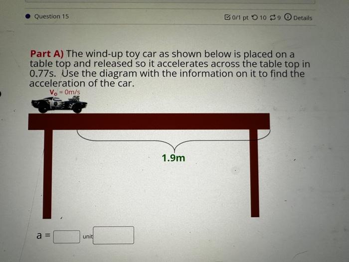 Solved Part A) The wind-up toy car as shown below is placed | Chegg.com