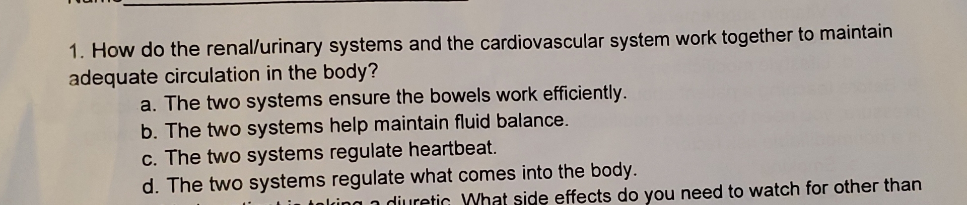 Solved How do the renal/urinary systems and the | Chegg.com