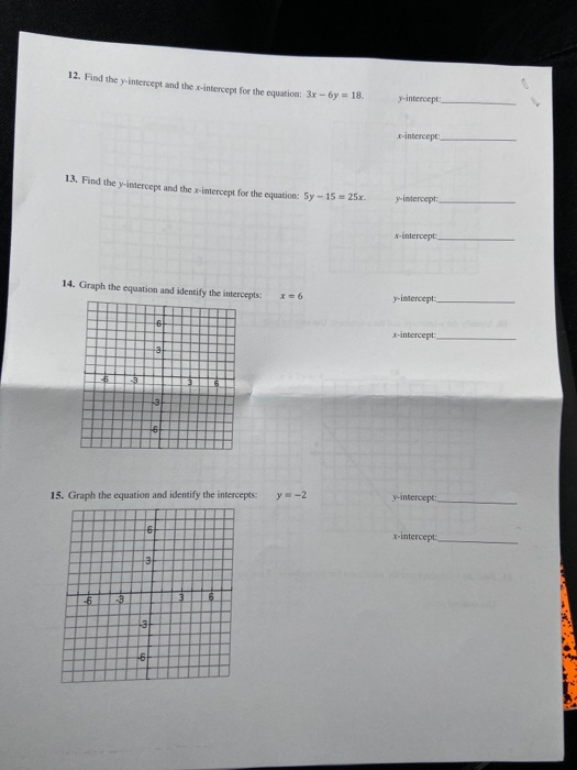 Solved 12. Find the intercept and the x-intercept for the | Chegg.com