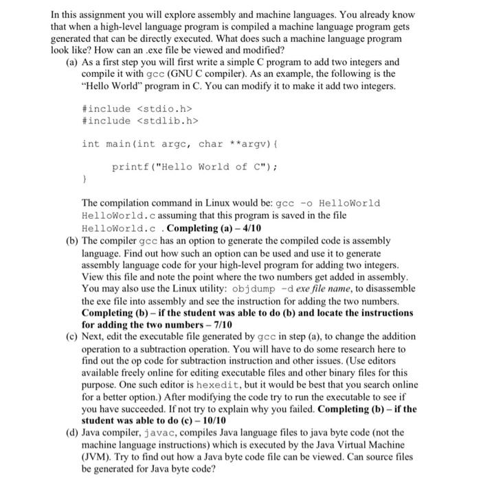 Solved In this assignment you will explore assembly and | Chegg.com