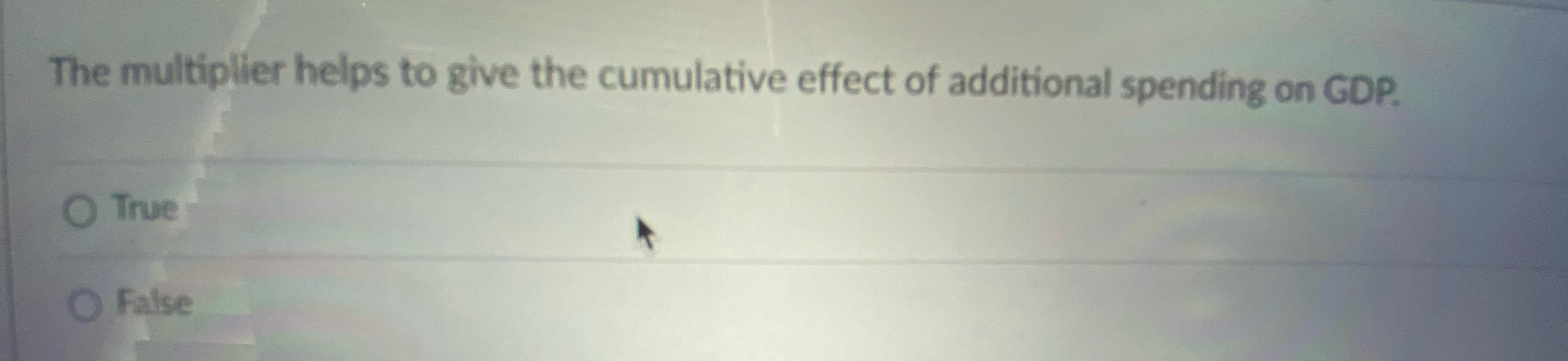 Solved The multiplier helps to give the cumulative effect of | Chegg.com