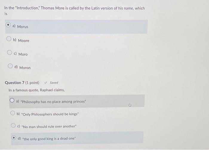 In the "Introduction," Thomas More is called by the | Chegg.com