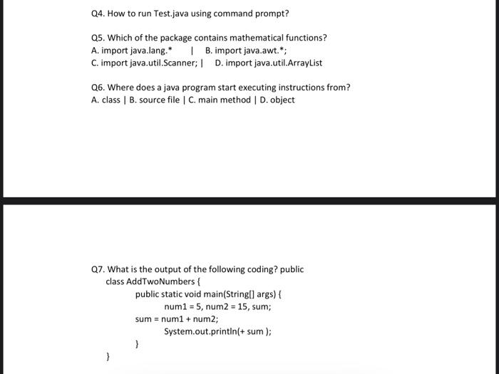 Solved Develop a program using Java for a Quiz System that | Chegg.com