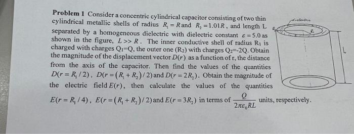 Solved Problem 1 Consider a concentric cylindrical capacitor | Chegg.com