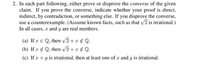 Solved 2. In each part following, either prove or disprove | Chegg.com