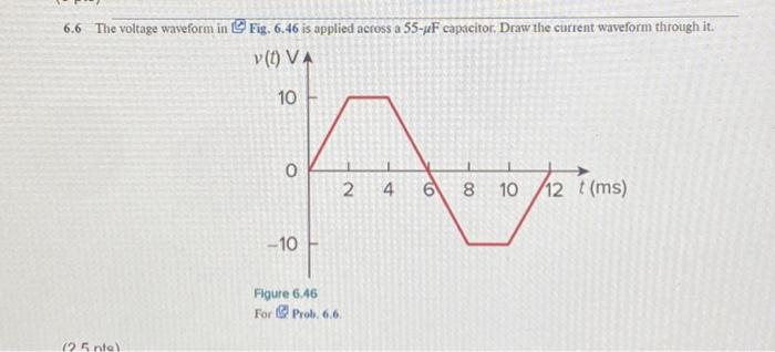 Solved 6.6 The voltage waveform in Fig. 6.46 is applied | Chegg.com