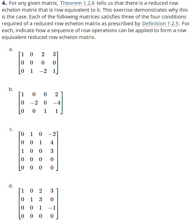 Solved For any given matrix, Theorem 1.2 .6 ﻿tells us that | Chegg.com