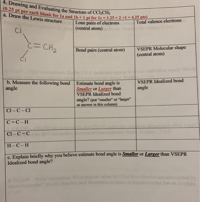 Solved 4. Drawing and Evaluating the Structure of CCI,CH2 | Chegg.com