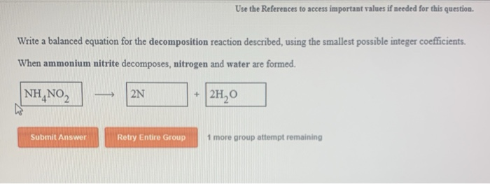 Solved Write a balanced equation for the decomposition | Chegg.com