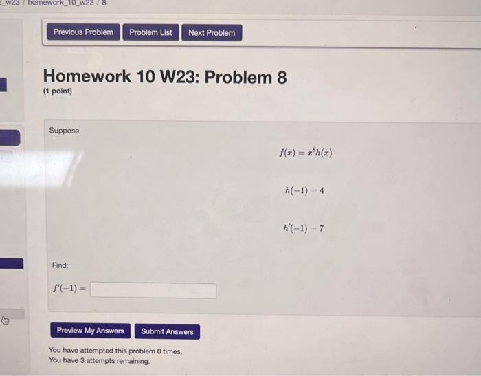 Solved Homework 10 W23: Problem 8 (1 point) Suppose | Chegg.com