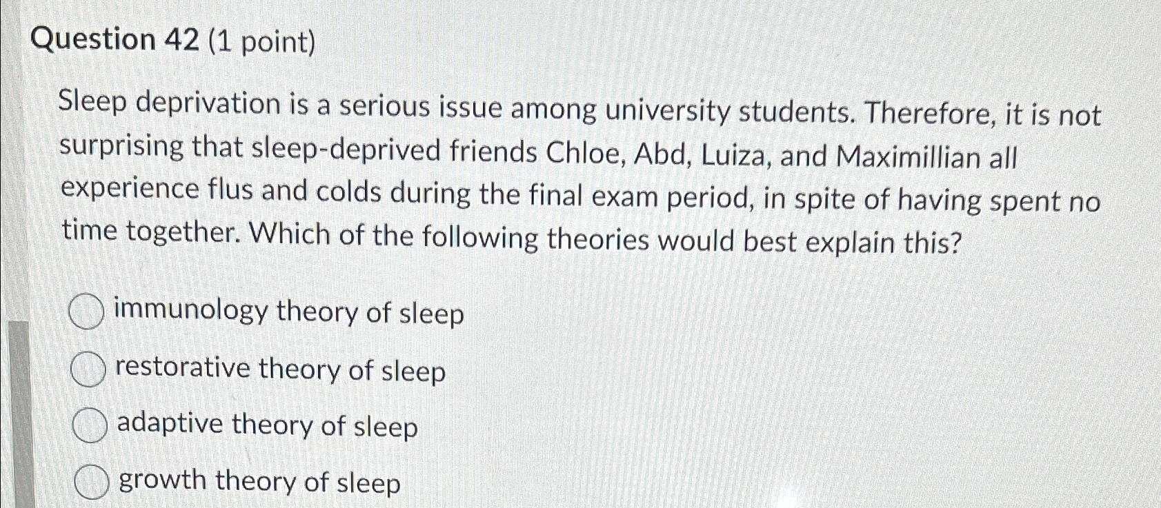 Solved Question 42 (1 ﻿point)Sleep deprivation is a serious | Chegg.com