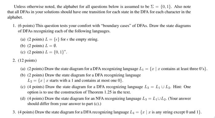 Solved Unless otherwise noted, the alphabet for all | Chegg.com