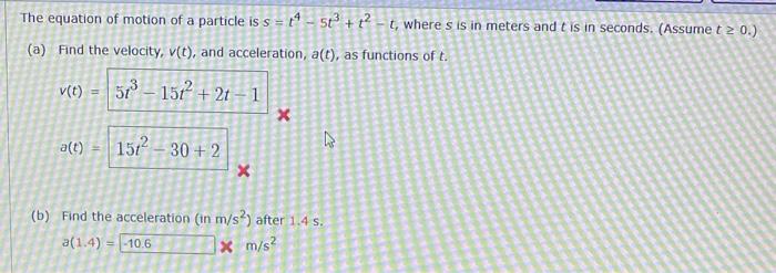 Solved The equation of motion of a particle is | Chegg.com