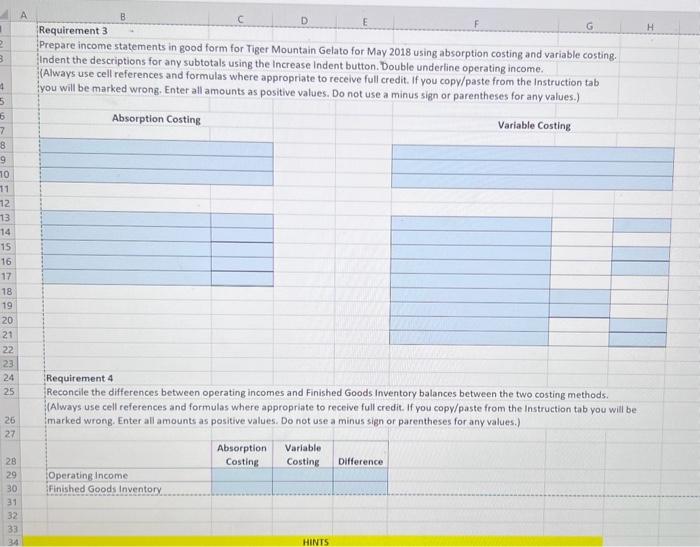 Solved 1 Variable Costing Using Excel for Variable Costing | Chegg.com