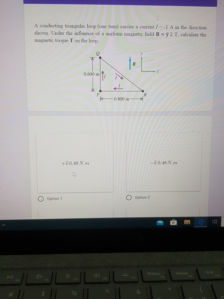 Solved A conducting triangular loop (one turn) carries a | Chegg.com