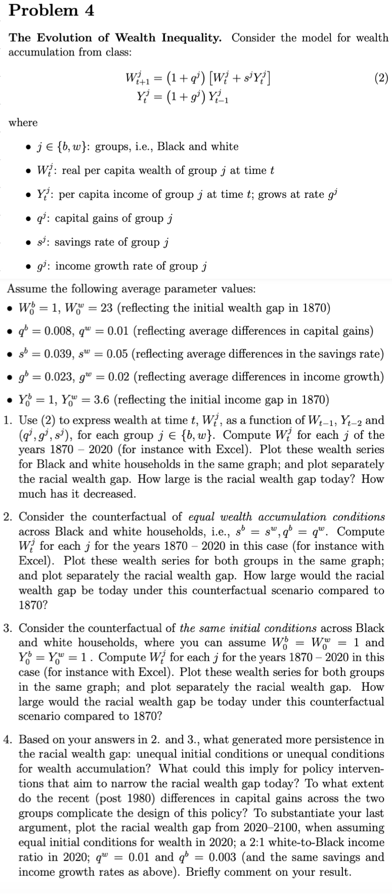 Solved Problem 4The Evolution of ﻿Wealth Inequality. | Chegg.com