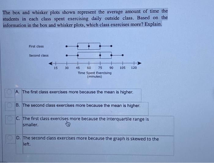 Solved The box and whisker plots shown represent the average | Chegg.com